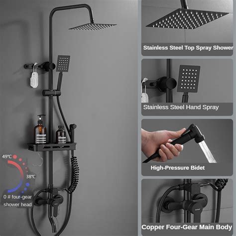 Tqtq Shower Set 304 Stainless Steel Bathroom Shower 4 In1 Square Rain