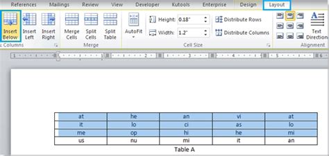 how to insert multiple rows into a table in word