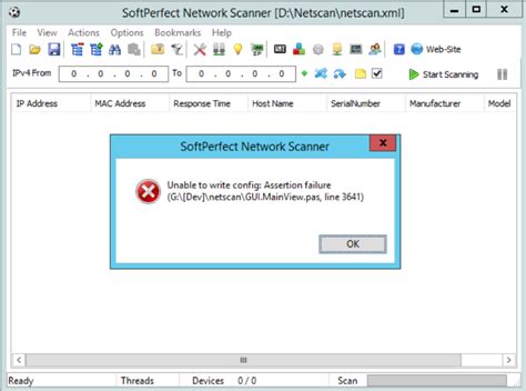 unable to write netscan config file network scanner help