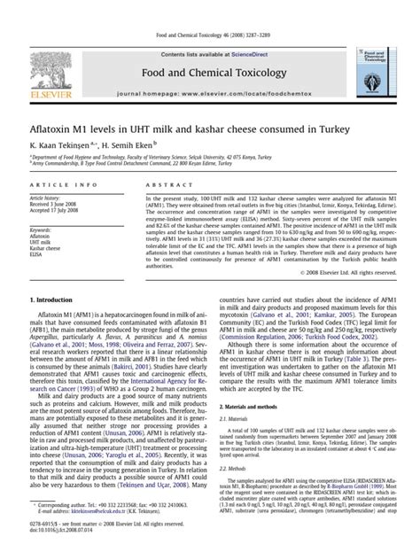 Occurrence Of Aflatoxin M1 In Some Samples Of Uht Raw And Pasteurized