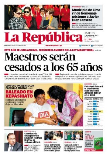 Las Portadas De Los Diarios Peruanos Para Hoy Martes 7 De Mayo