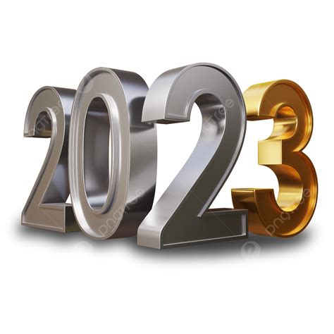 Number 2023 Metal With 3 In Gold 2023 New Year23 Happy New Year Png