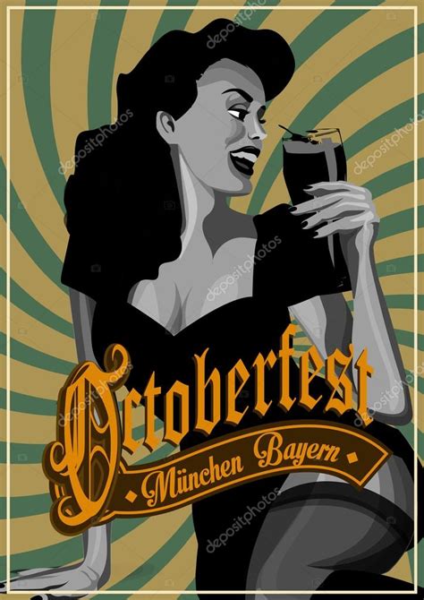 Vector Pin Up Girl Waitress Hanging Beer Stock Vector By ©vkatrevich