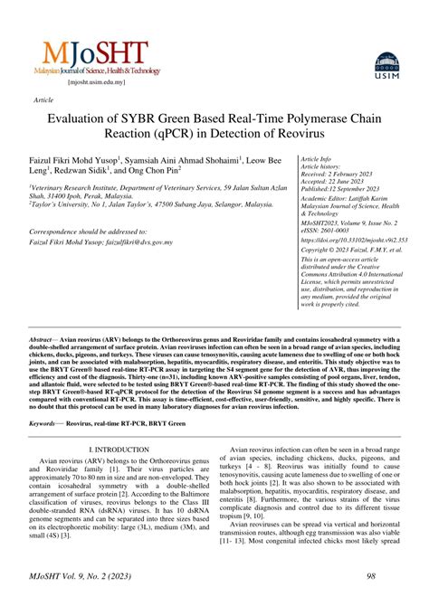 Pdf Evaluation Of Sybr Green Based Real Time Polymerase Chain