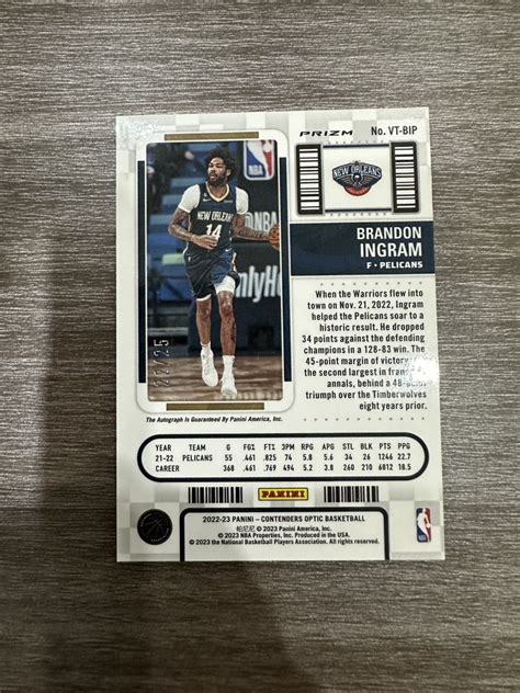 2022 23 Panini Contenders Optic Brandon Ingram 22 23球票 Op 鹈鹕 布兰登 英格拉姆 绿