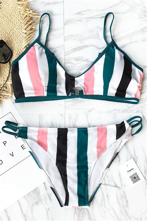 Cupshe Fantastic Trio Stripe Bikini Set Striped Bikini Sets Bikinis