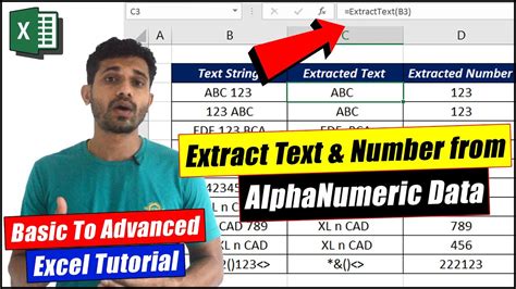 formula to extract text and number from alphanumeric data in excel