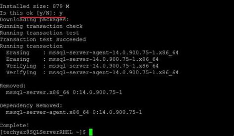 how to uninstall sql server 2017 from redhat linux server