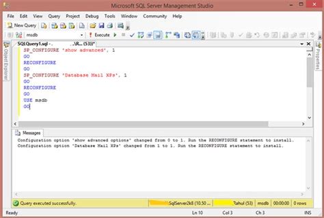 configure and send e mail from sql server