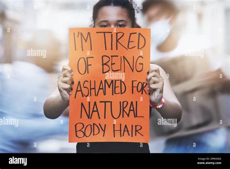 Poster Woman Protest And Body Hair Positive Freedom With Cardboard