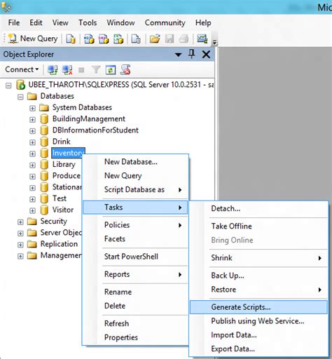 import database by generate script to ms sql server ah bee s tips c