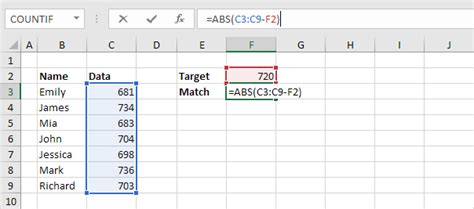 closest match in excel in easy steps