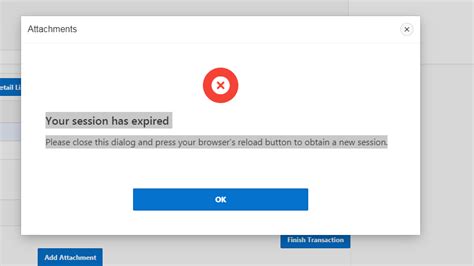 your session has expired please close this dialog and press your