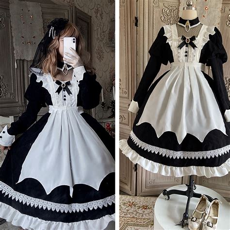 French Maid Dressblack Costume Dressvintage Dresscosplay Etsy