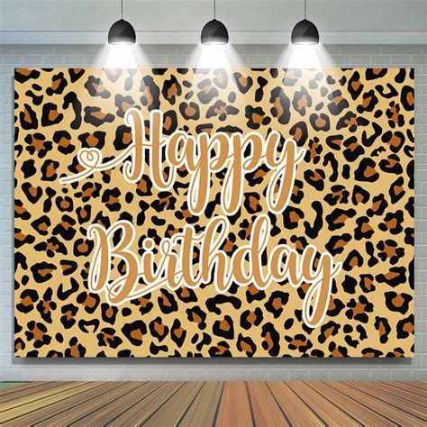 Leopard Print Theme Happy Birthday Backdrop For Party Lofaris