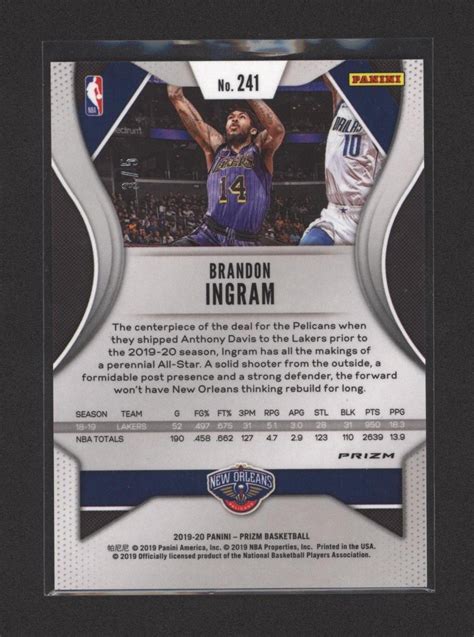 2019 20 Panini Prizm Brandon Ingram 鹈鹕 布兰登 英格拉姆 莺歌 超少见黑金折射 限量3 5 彩虹 专收必备 卡淘