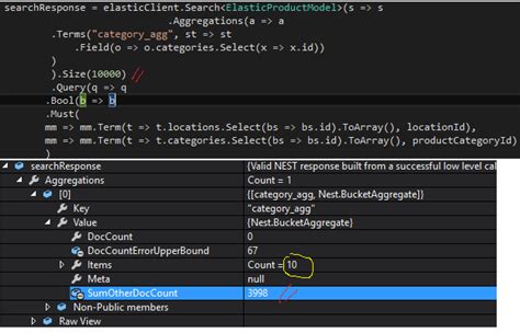 nest elasticsearch aggregation returns always 10 buckets only stack