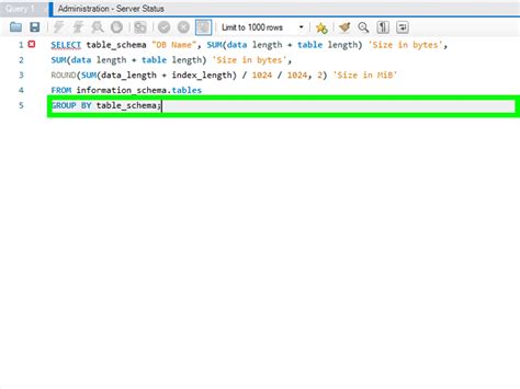 how to get the size of your databases in mysql query