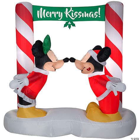 Gemmy Airblown Inflatable Mickey And Minnie Kissing Under Mistletoe