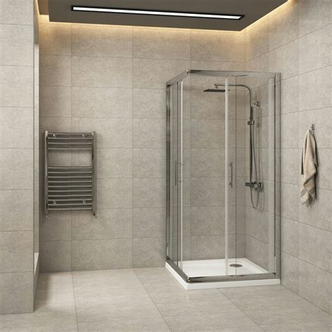 Plaza Square Corner Entry Shower Enclosure 6mm Sliding Door Royal