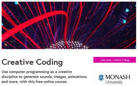creative coding course commences currently 3 august