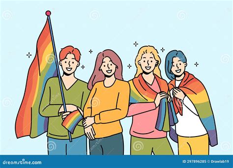 Lgbt People With Rainbow Flags For Gay Parade Are Called To Celebrate