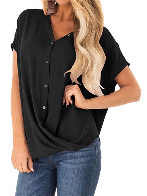 Sexy Dance Women Summer Chiffon Short Sleeve Casual Shirt Tops Ladies
