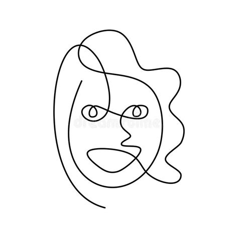 Abstract Poster With Minimal Woman Face With Happy Expression One Line