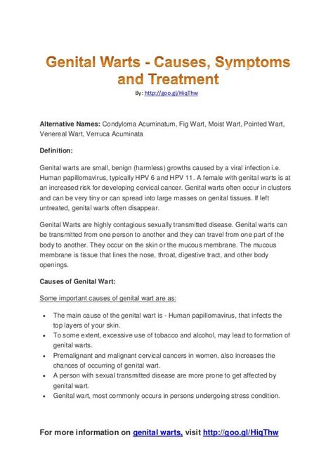 Genital Warts Causes Symptoms And Treatment