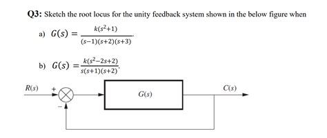 solved q3 sketch the root locus for the unity feedback