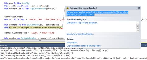 มันerror ตรงdim result as integer command executenonquery มันเป็น