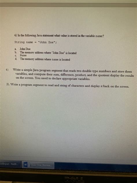 solved 4 following java statement value stored variable n