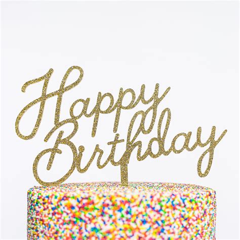 Happy Birthday Cake Topper Gold Glitter Flour Shop