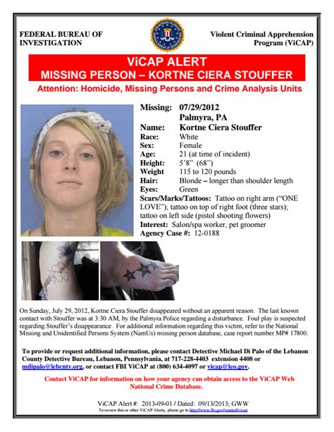 kortne ciera stouffer palmyra pennsylvania — fbi