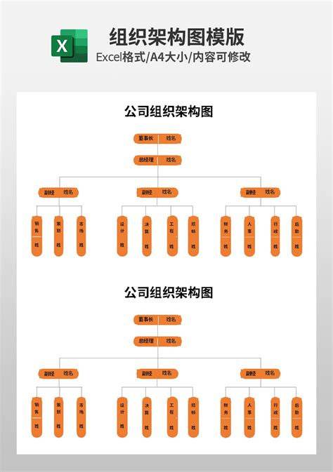 Excel公司企业组织架构图模板 企业管理excel模板下载 蓝山办公