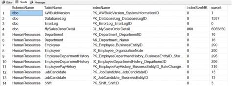 sql server the older way to find size of index using deprecated