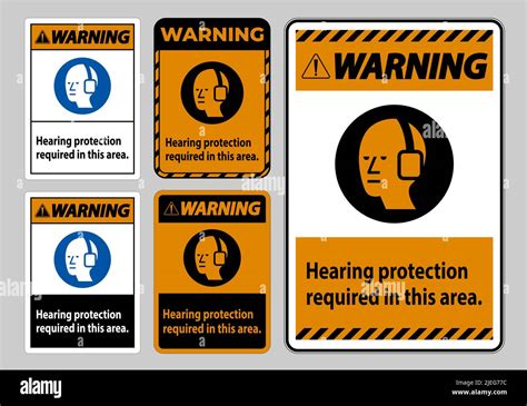 Warning Ppe Sign Hearing Protection Required In This Area With Symbol