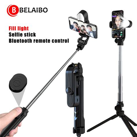 4 In 1 Selfie Led Ring Light Wireless Bluetooth Selfie Stick Mini