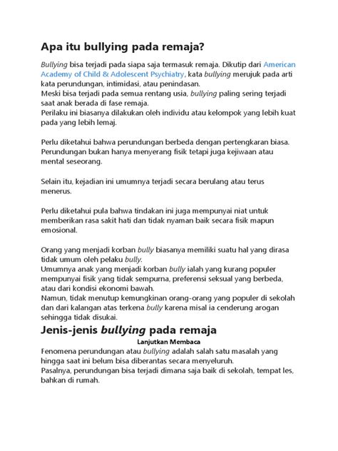Apa Itu Bullying Pada Remaja Pdf
