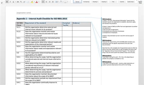 Iso 9001 2015 Internal Audit Toolkit
