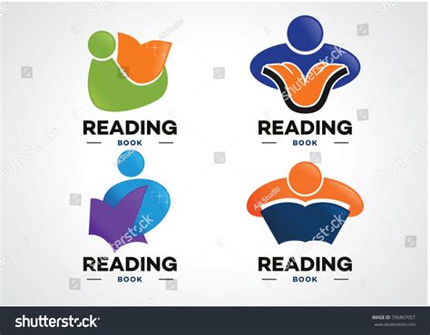 Reading Book Logo Set Template Design Stock Vector Royalty Free