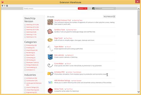 searching or browsing for extensions sketchup help