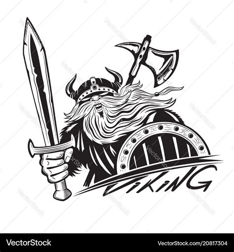 Viking With Sword And Shield Royalty Free Vector Image