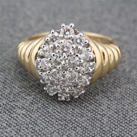 Pre Owned 14 Karat Yellow Gold Diamond Cocktail Ring