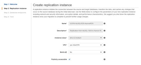 how to migrate mysql rds database to aurora database with