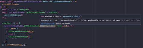 reactjs argument of type iaulasadicionais[] is not assignable to