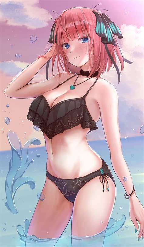 Anime Anime Girls 5 Toubun No Hanayome Nakano Nino Short Hair Pink