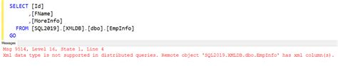 sql server fix msg 9514 xml data type is not supported in