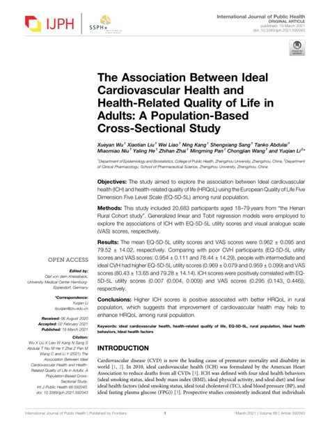 Pdf The Association Between Ideal Cardiovascular Health And Health
