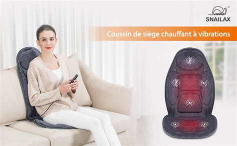 Snailax Siège Massant Chauffant Pour Le Dos Coussin De Siège De